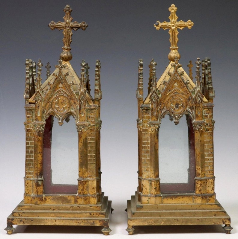 Antique Religious French Gothic Revival Gilt Bronze Cathedral Church ...