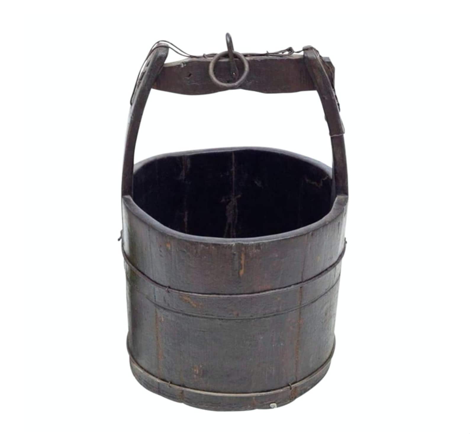 Rustic Antique Iron Bound Wooden Well Water Bucket From the - Etsy