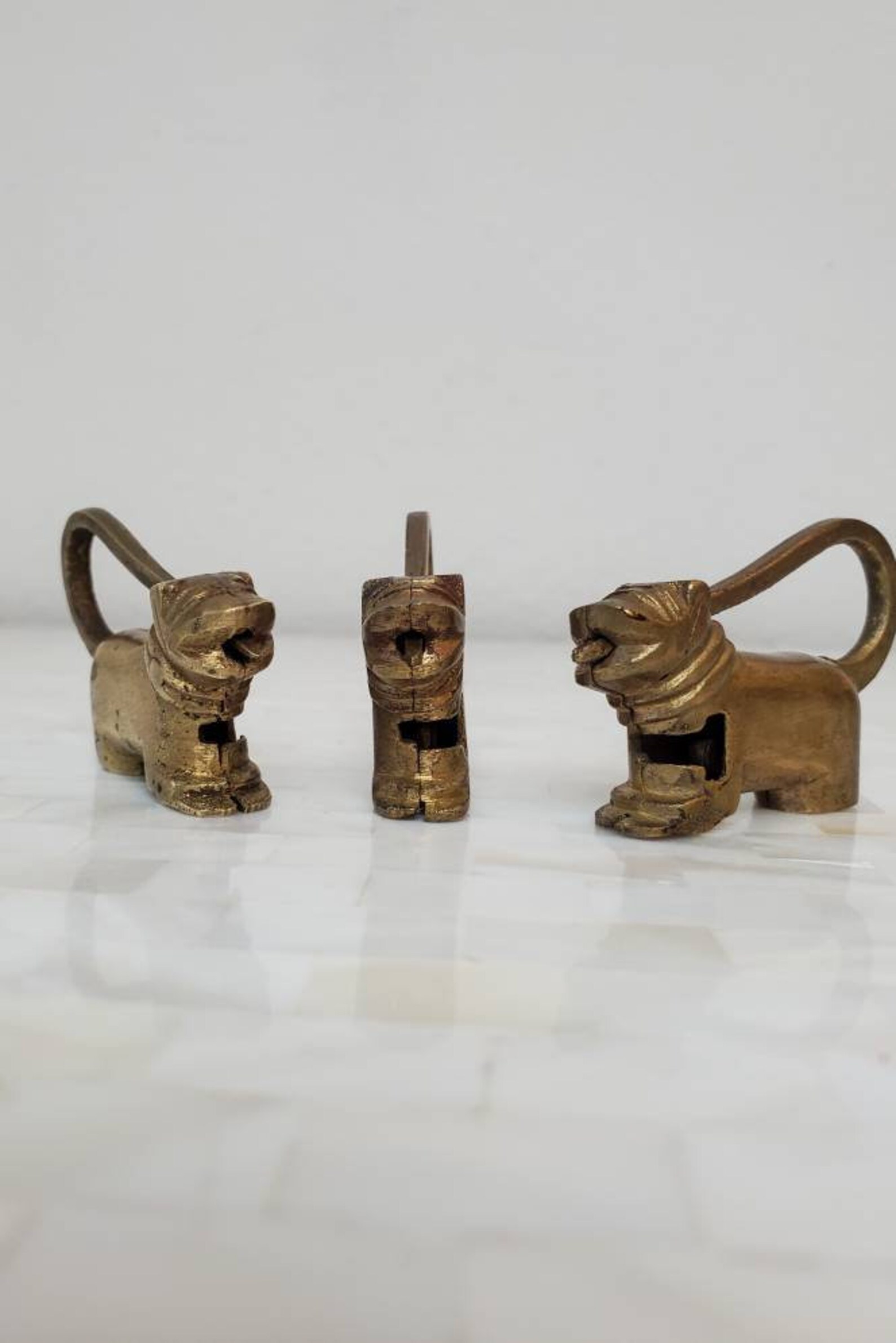 Miniature Antique Chinese Brass Dog Figure Locks Set of 3 | Etsy