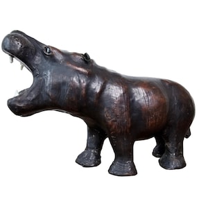 Antique Leather Wrapped Hippo Sculpture - Etsy