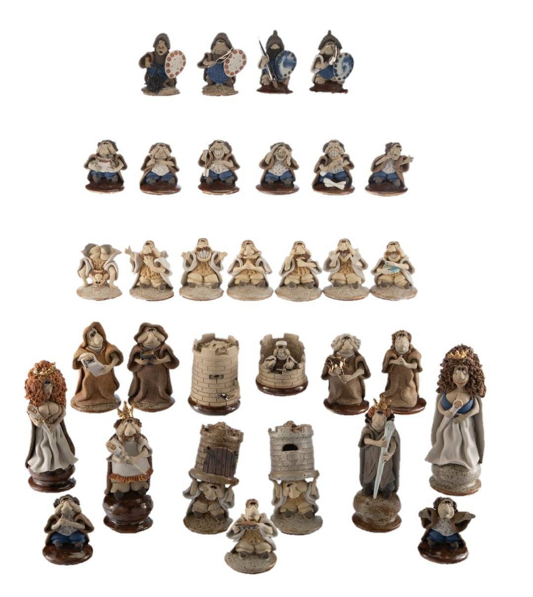 Rare Doug Anderson Early Medieval Hand Sculpted and Painted Chess Set ...