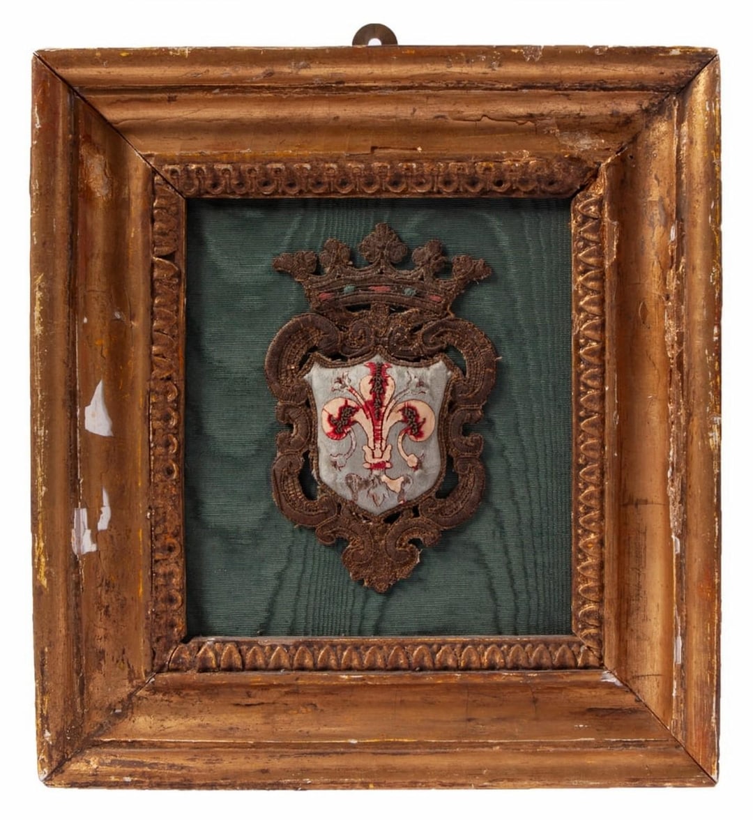 Antique European Renaissance Needlepoint Woven Coat of Arms Sheild ...