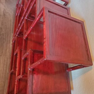 Pair of Antique Chinese Carved Rosewood Hongmu Bamboo Tiered Etagere ...