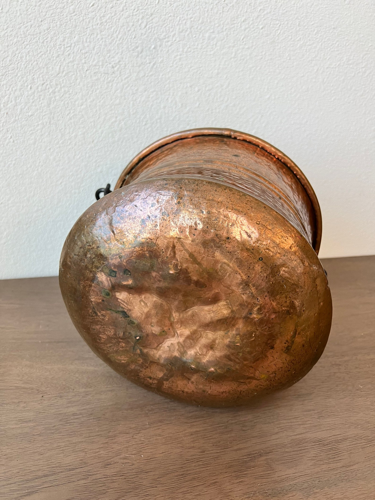 19th Century Hammered Copper Kettle Pot With Iron Handle - Etsy