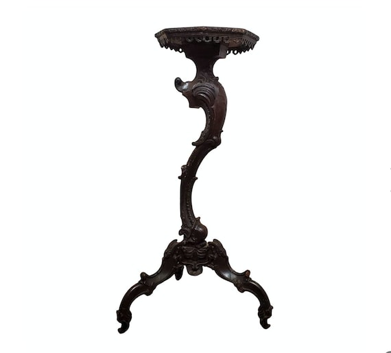 Antique Venetian Grotto Rococo Pedestal Table / Candle or | Etsy