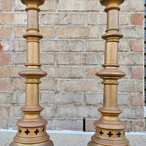 Antique Gothic Revival Bronze Church Altar Stick Candle Prickets Pair ...