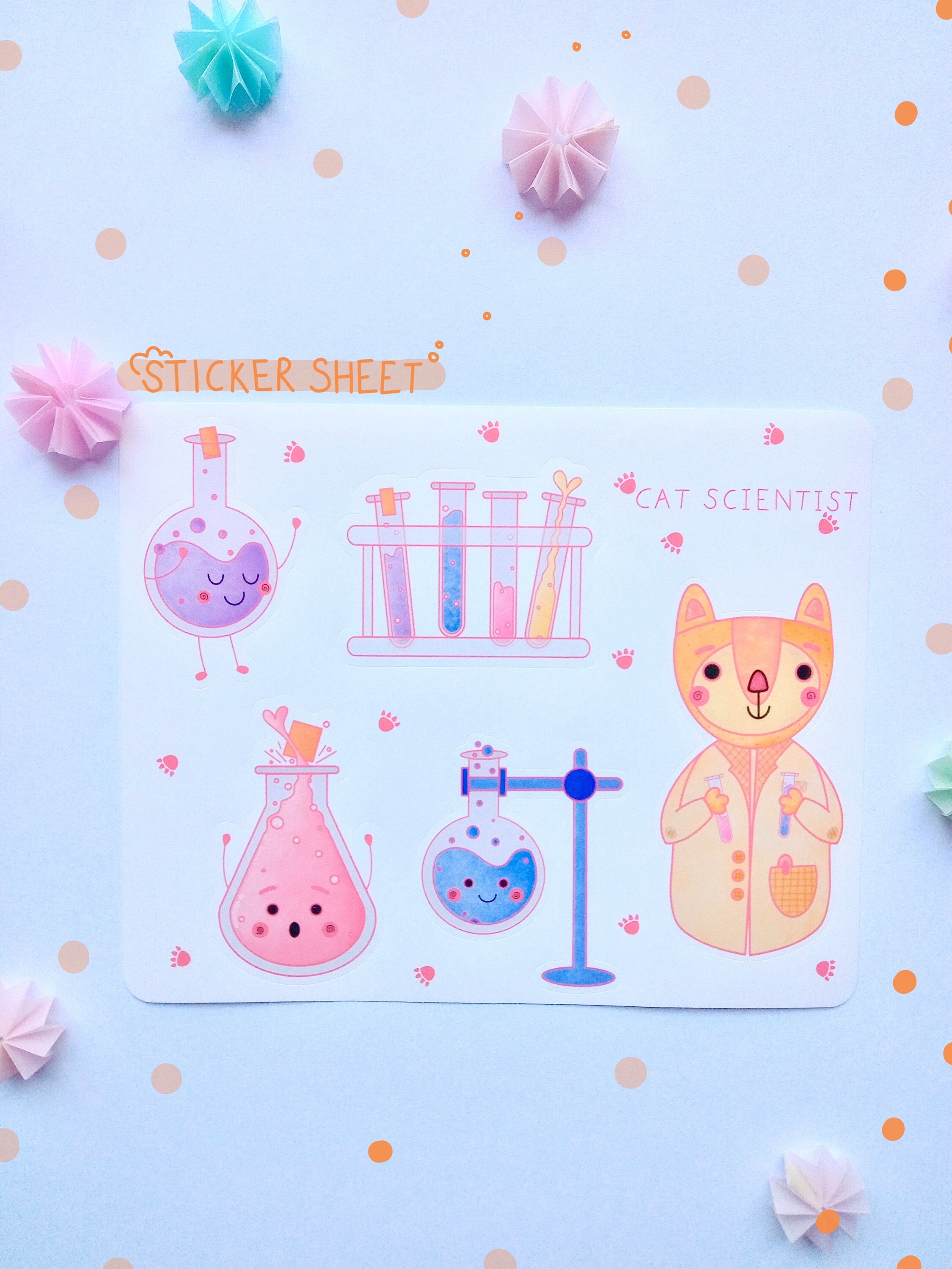 Cat Scientist Sticker Sheet Vinyl | Etsy