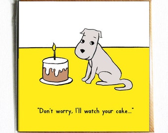 Bone Appetit Cute and funny illustrated dog birthday card. | Etsy