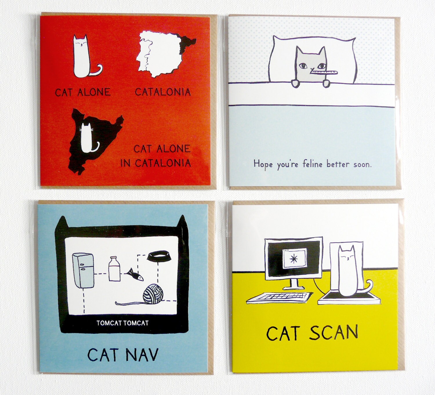 Hope You're Feline Better Soon - Get Well Soon Card With Cute and Funny ...