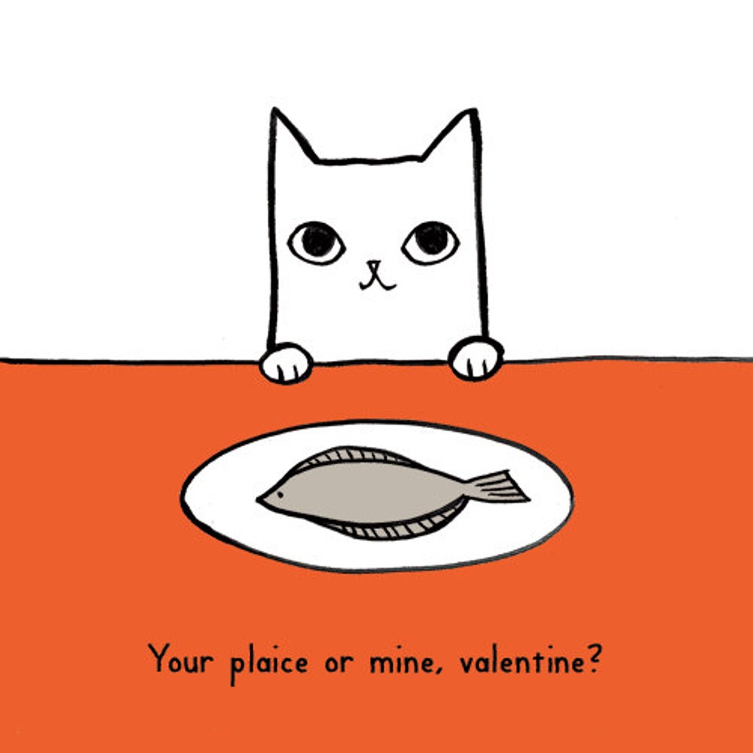 Your Plaice or Mine, Valentine? - Cute and Funny Illustrated Cat ...