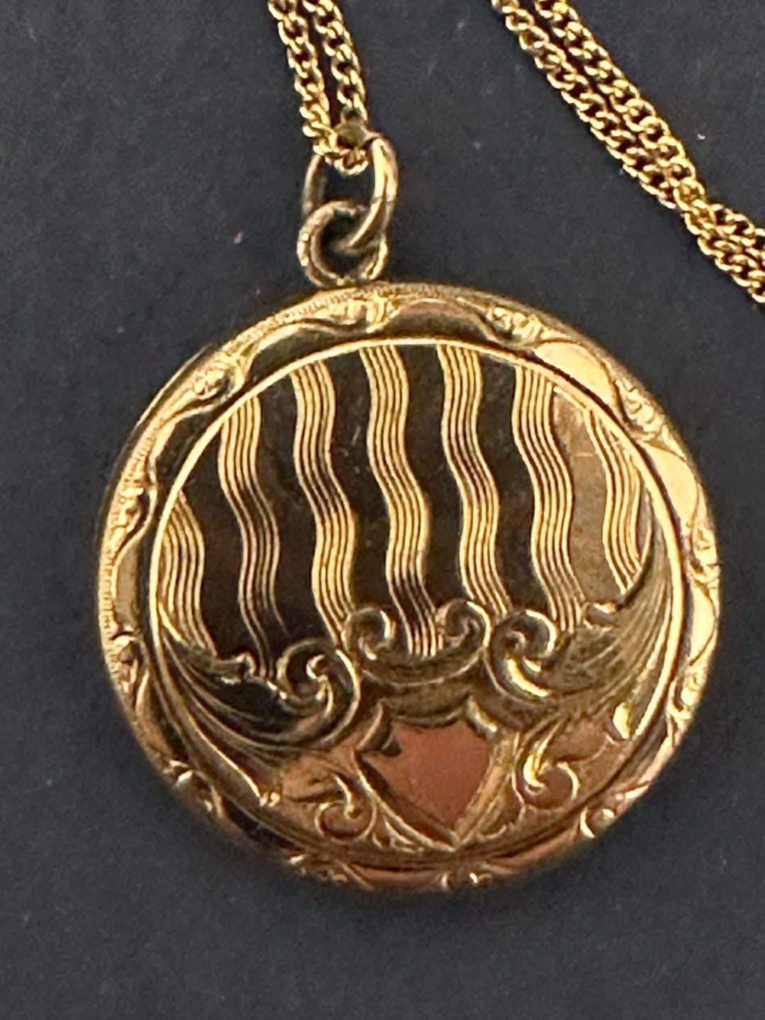 Antique Etched Rolled Gold Photo Locket Pendant Made in USA Victorian ...