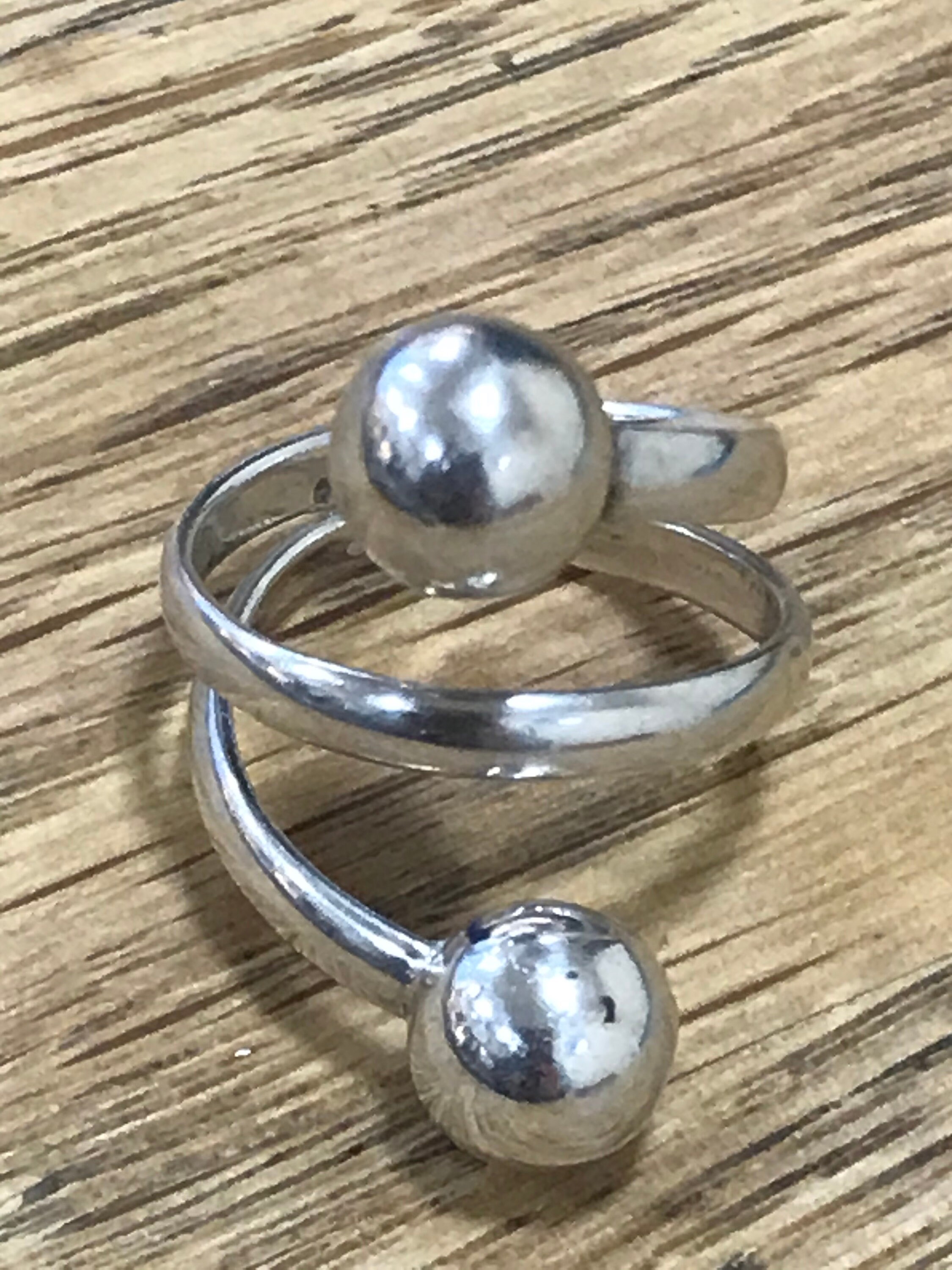 925 modernist style Sterling silver ball band ring