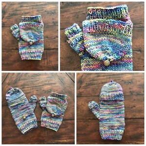 Mitten Knitting Pattern, Convertible Mittens, Flip Top Mittens, Worsted ...