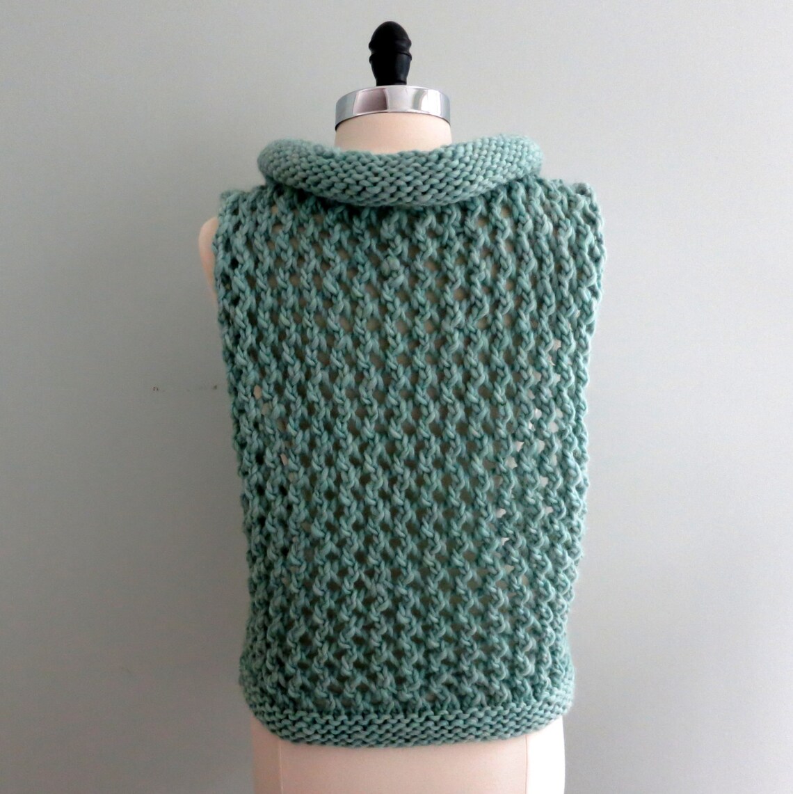 Lace Vest With Cowl Collar Knitting Pattern PDF 245 Bulky | Etsy