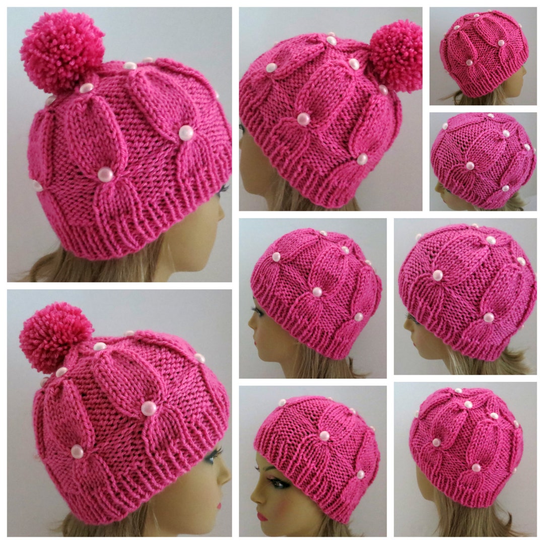 PDF No. 149 Knitting Pattern Hat Pippi Hat Lace Hat Pompom Hat, Button ...
