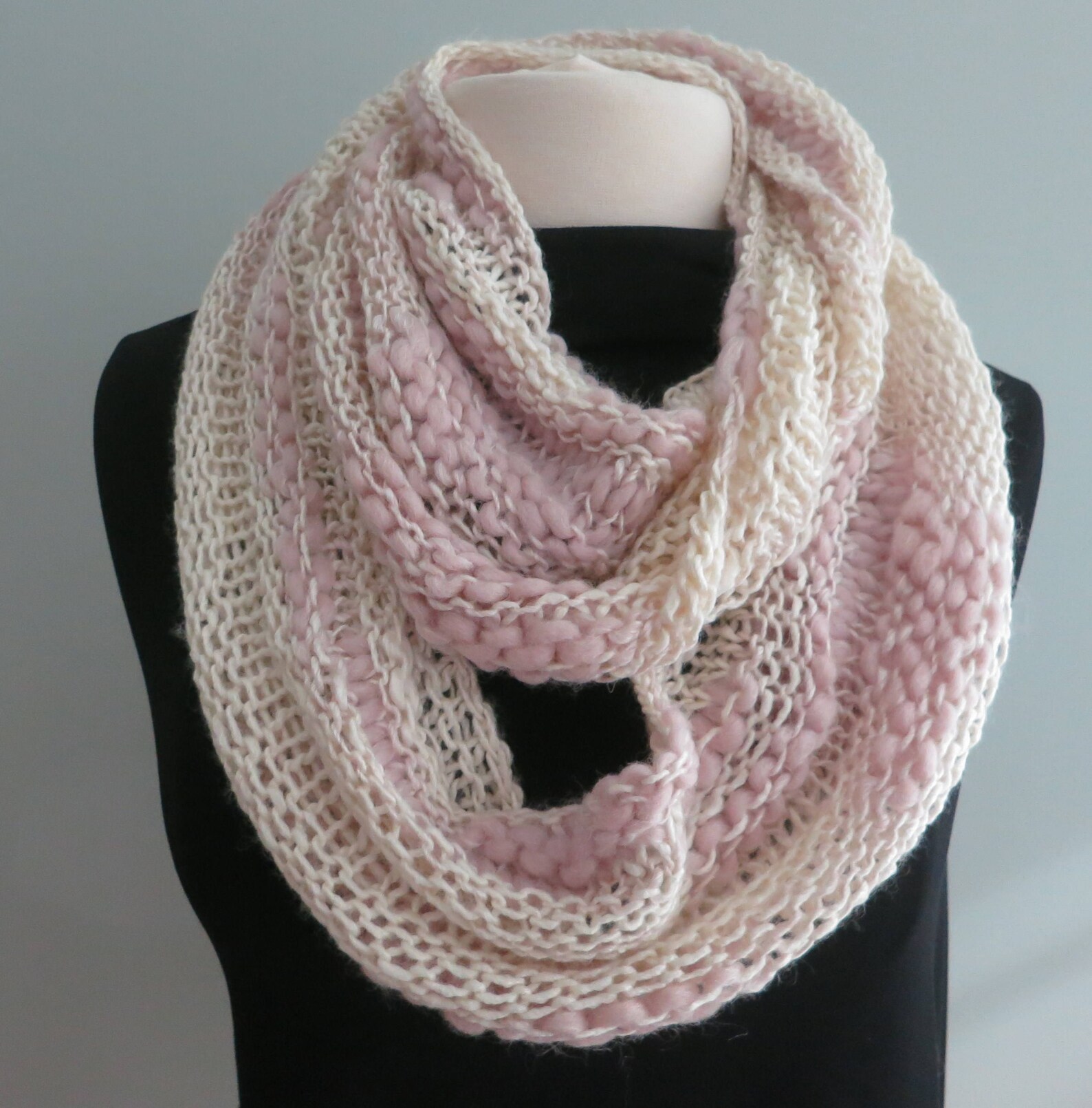 Cowl Knitting Pattern, Thick and Thin Yarn, Beginner Knitting Pattern ...