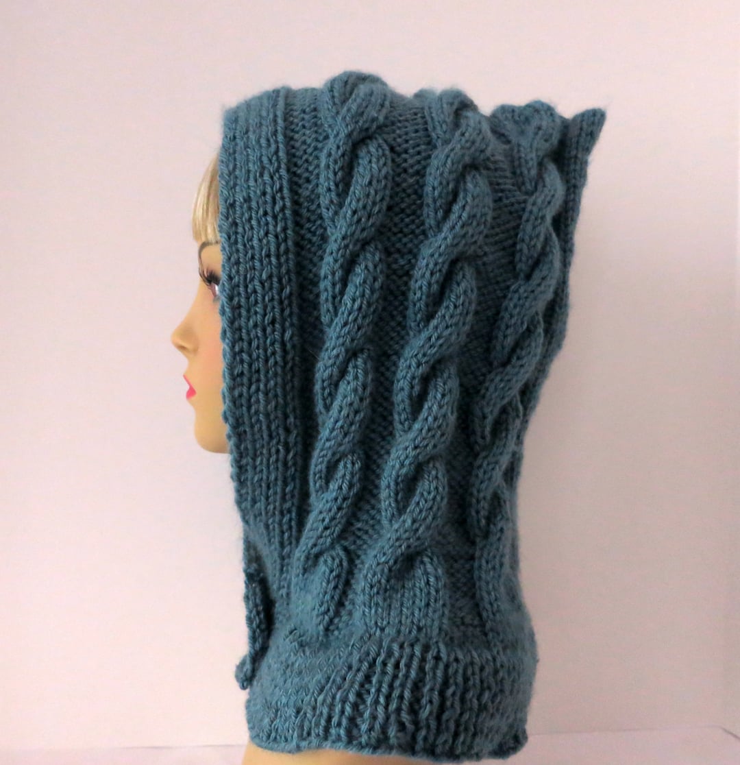 PDF 136 Pattern Knit Hat Knitted Hood Pattern PDF Knitted Hood Hat With ...