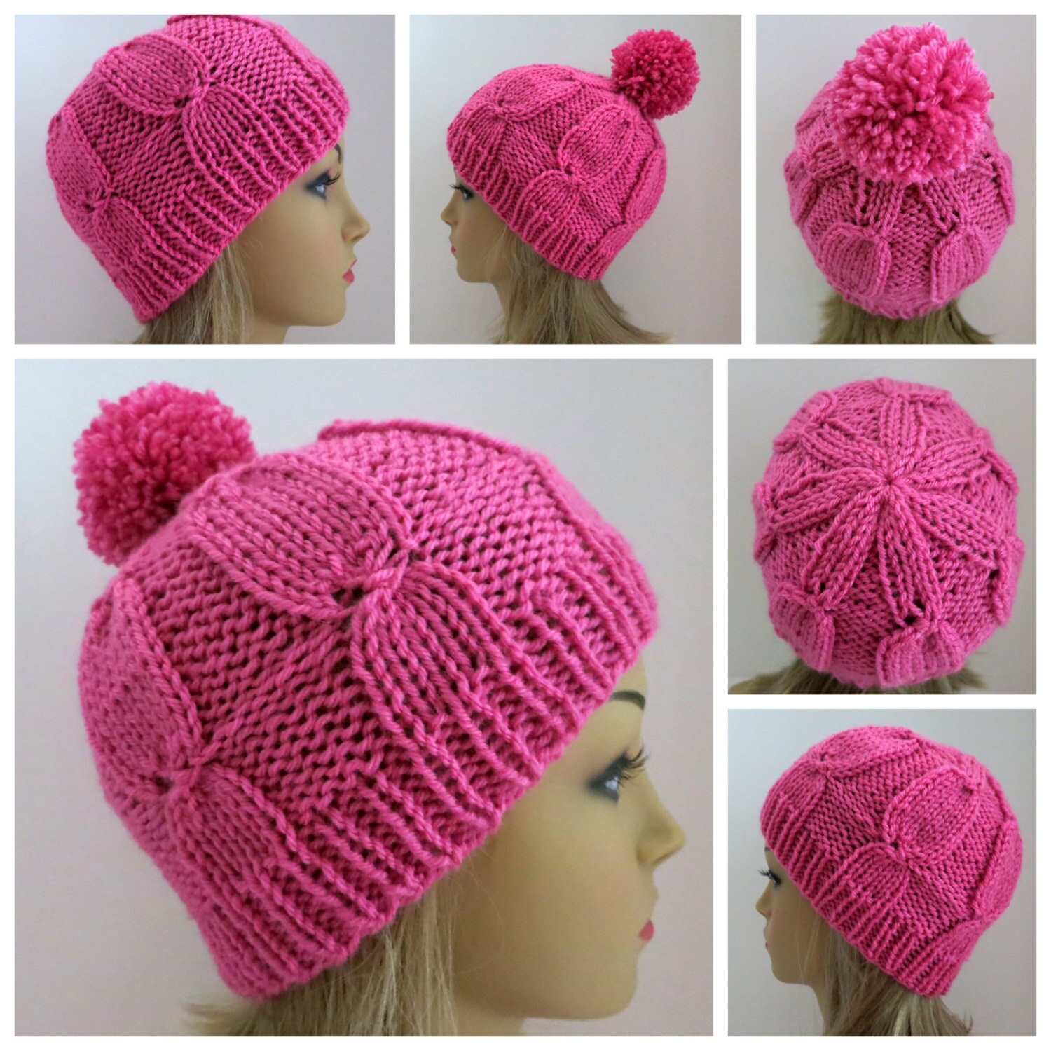 PDF No. 149 Knitting Pattern Hat Pippi Hat Lace Hat Pompom Hat, Button ...