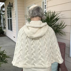 Cape Knitting Pattern, Hooded Cape Knitting Pattern, Poncho, Cable ...
