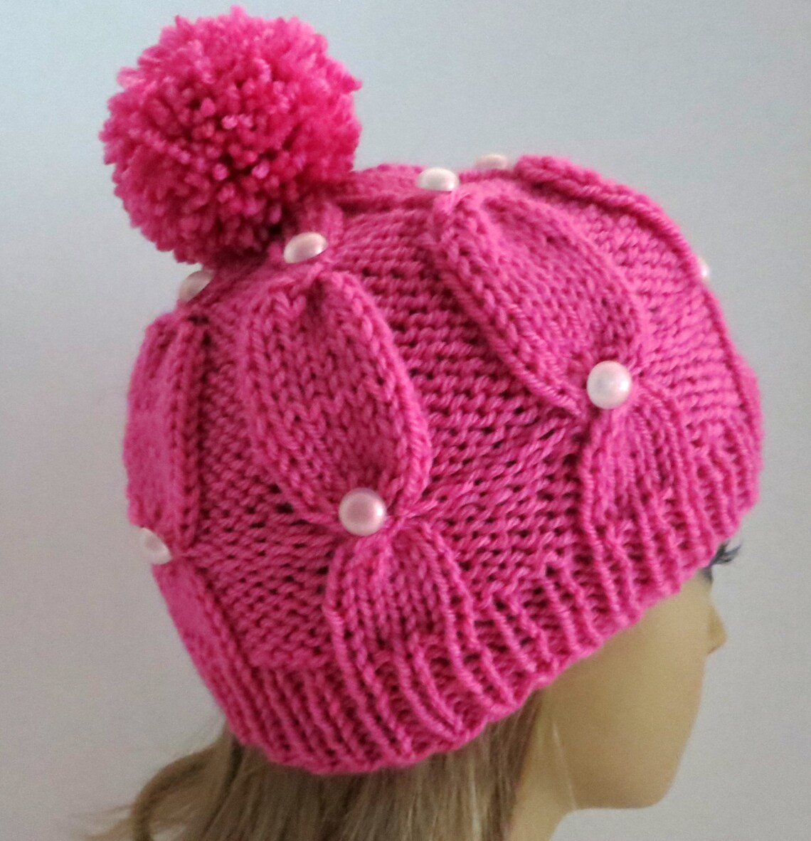 PDF No. 149 Knitting Pattern Hat Pippi Hat Lace Hat Pompom Hat, Button ...