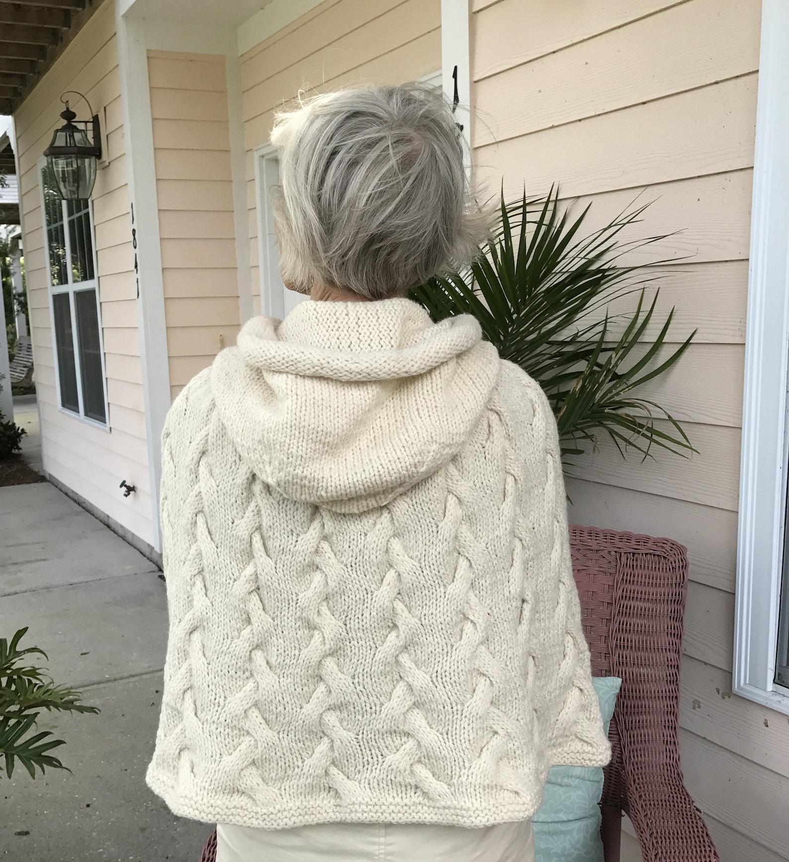 Cape Knitting Pattern, Hooded Cape Knitting Pattern, Poncho, Cable ...