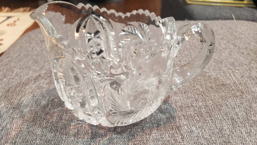 Vintage Heavy Cut Crystal Small Cream Pitcher - Etsy