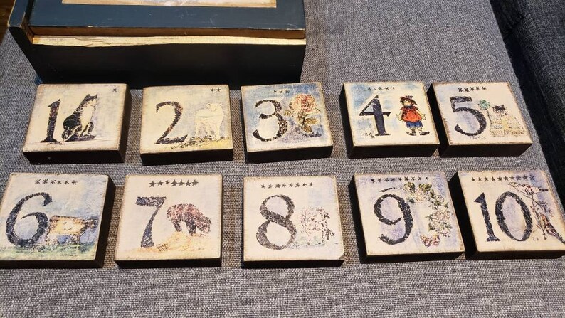 Antique Handmade Number Blocks Learning How to Count With Box - Etsy