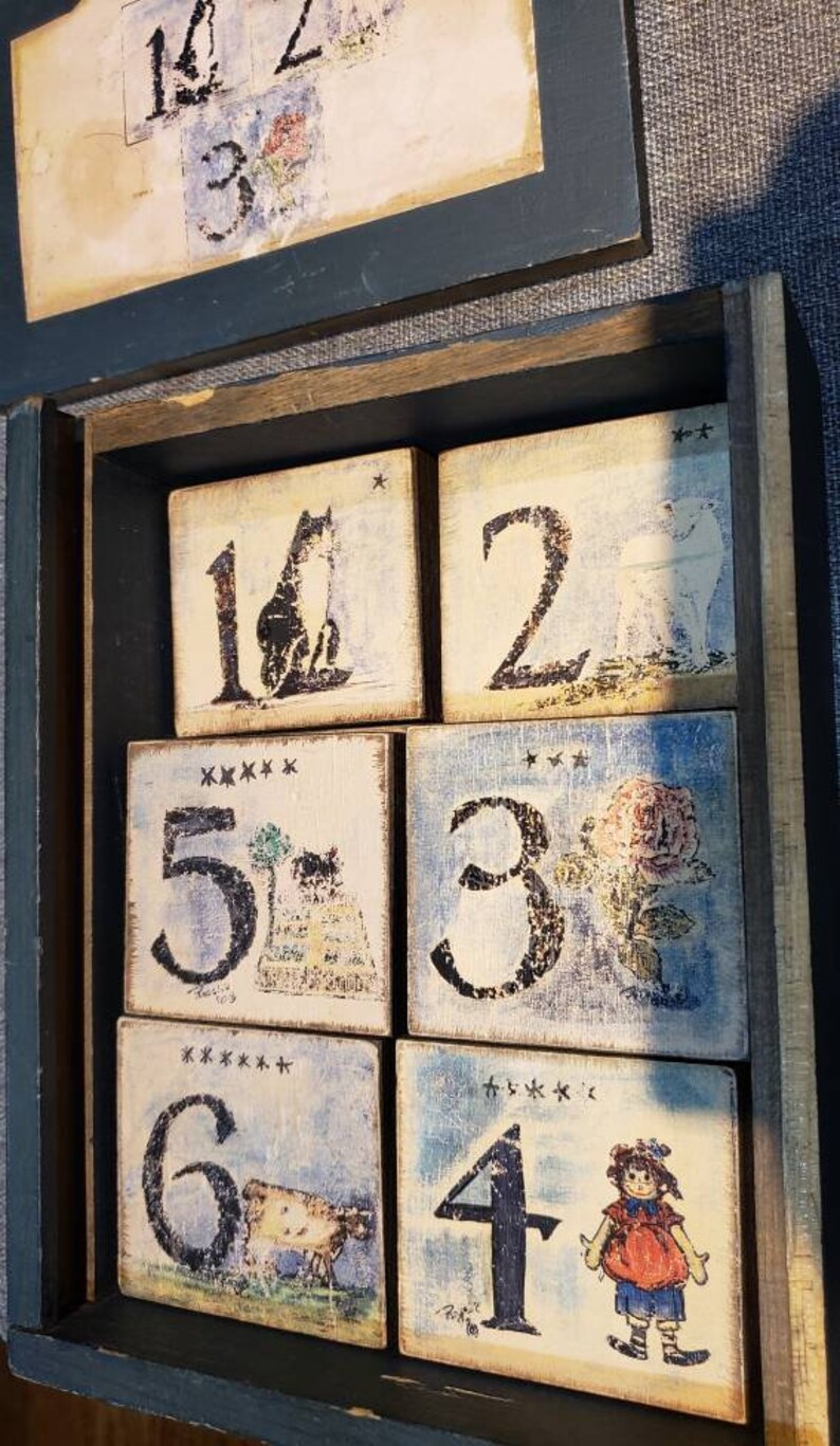 Antique Handmade Number Blocks Learning How to Count With Box - Etsy