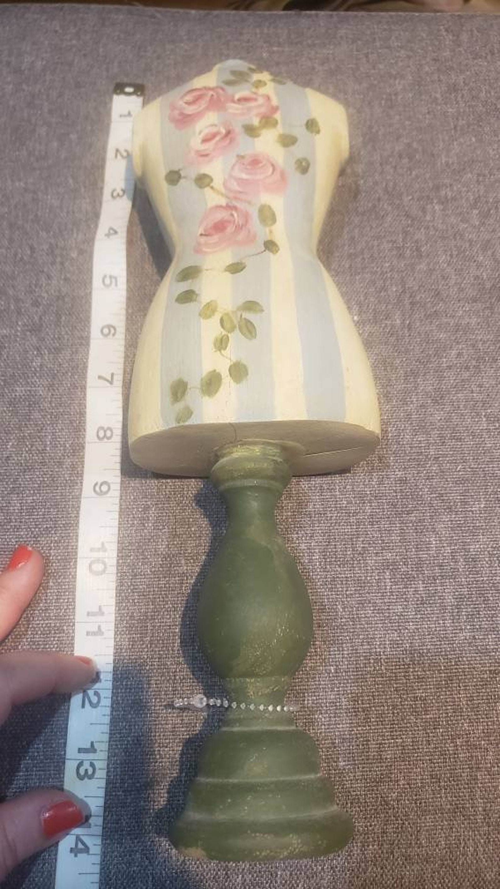 Vintage Handpainted Wood Mini Corset Manequim Form Statue Stripes and ...