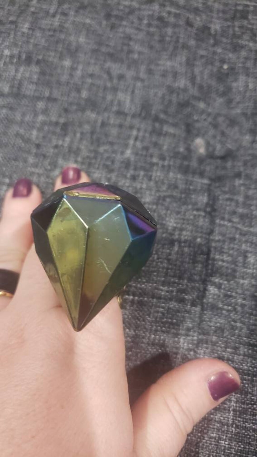 Handmade Plastic Fake Big Diamond Lipgloss and Metal Adjustable Ring - Etsy