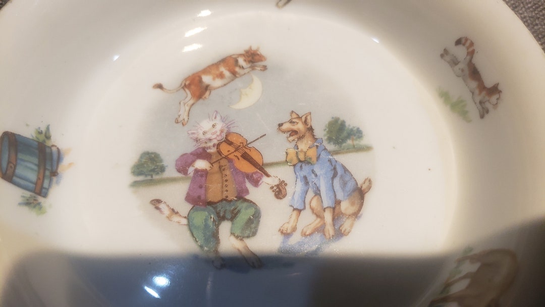 Vintage German Hey Diddle the Cat and Fiddle Nursery Rhyme Porcelain ...