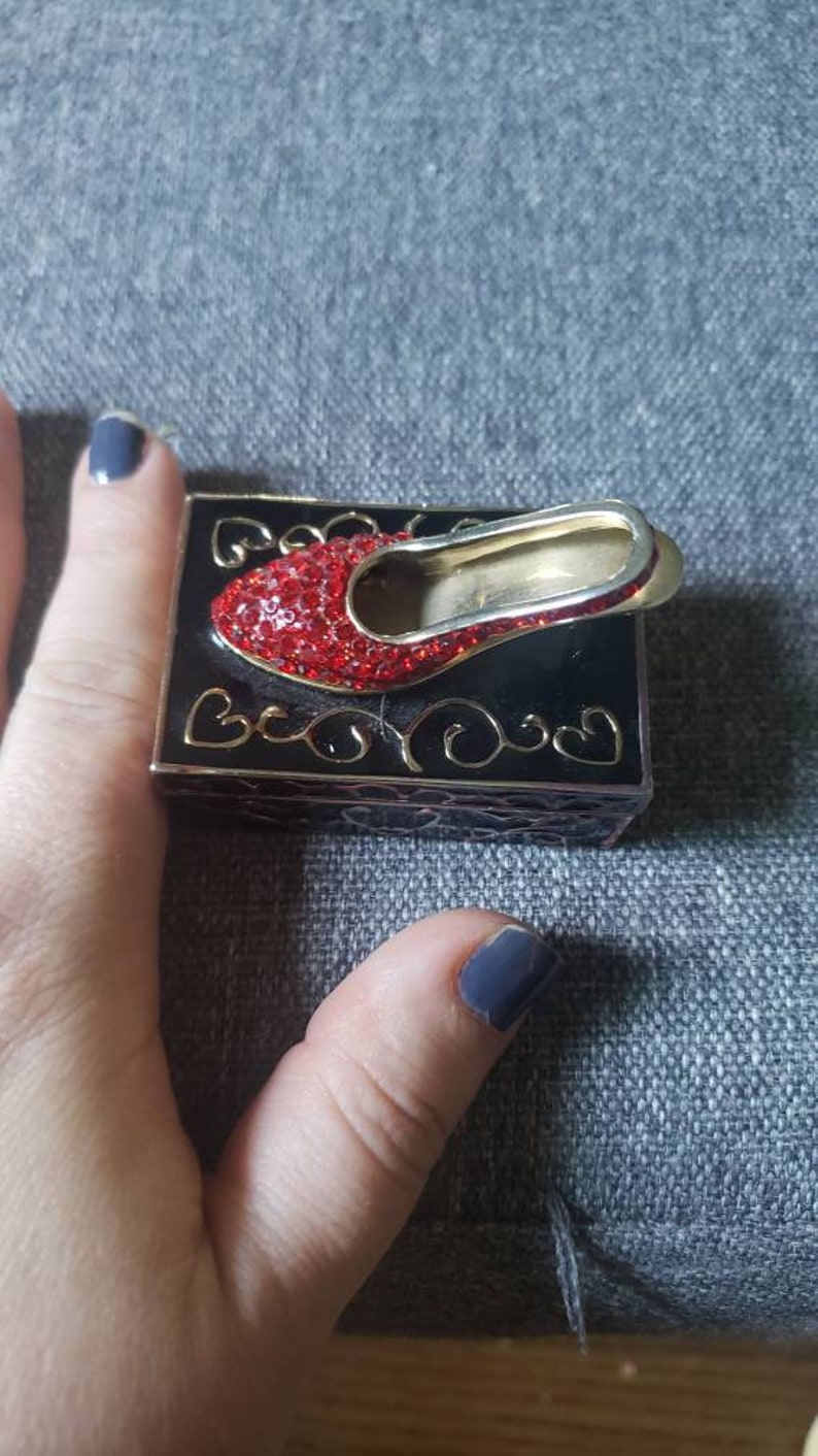 Vintage Red High Heels Shoe Enamel Metal and Jewels Small - Etsy