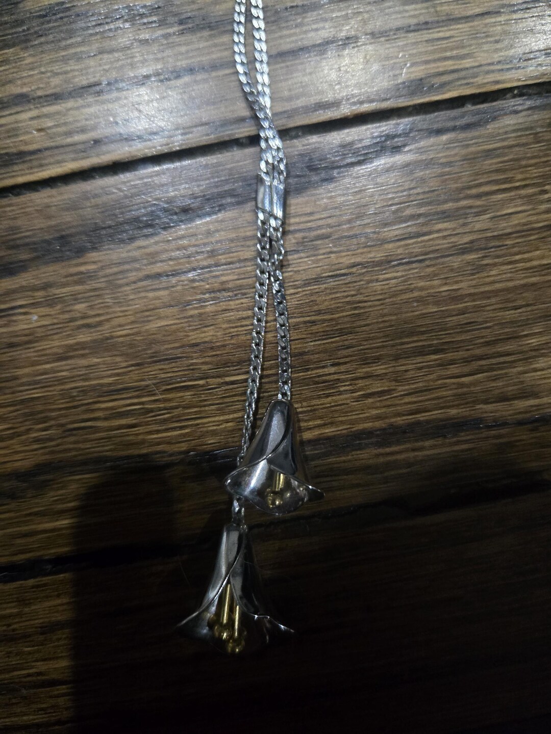 Vintage Collection - Silver and Gold Metal Calla Lilly Necklace by Avon ...
