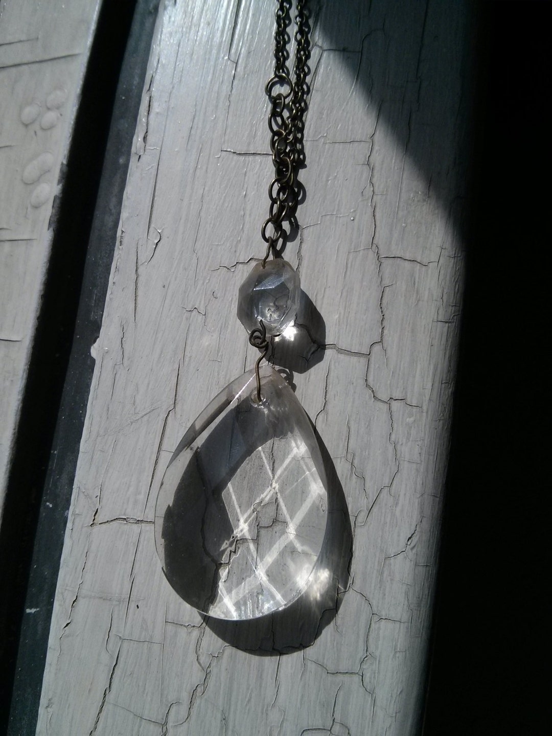 Upcycled Crystal Chandelier With Metal Chain Necklace - Etsy