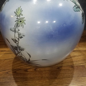 Vintage Large Blue Tone Handpainted Birds Chinese Vase - Etsy