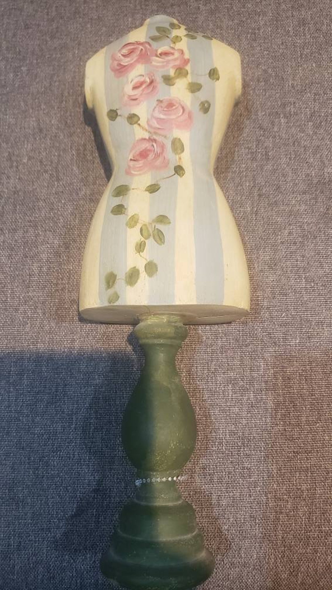 Vintage Handpainted Wood Mini Corset Manequim Form Statue Stripes and ...