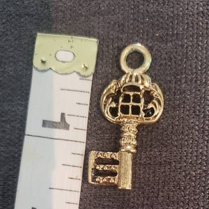 Vintage Gold Key Pendant With Tiny Black Crystals - Etsy