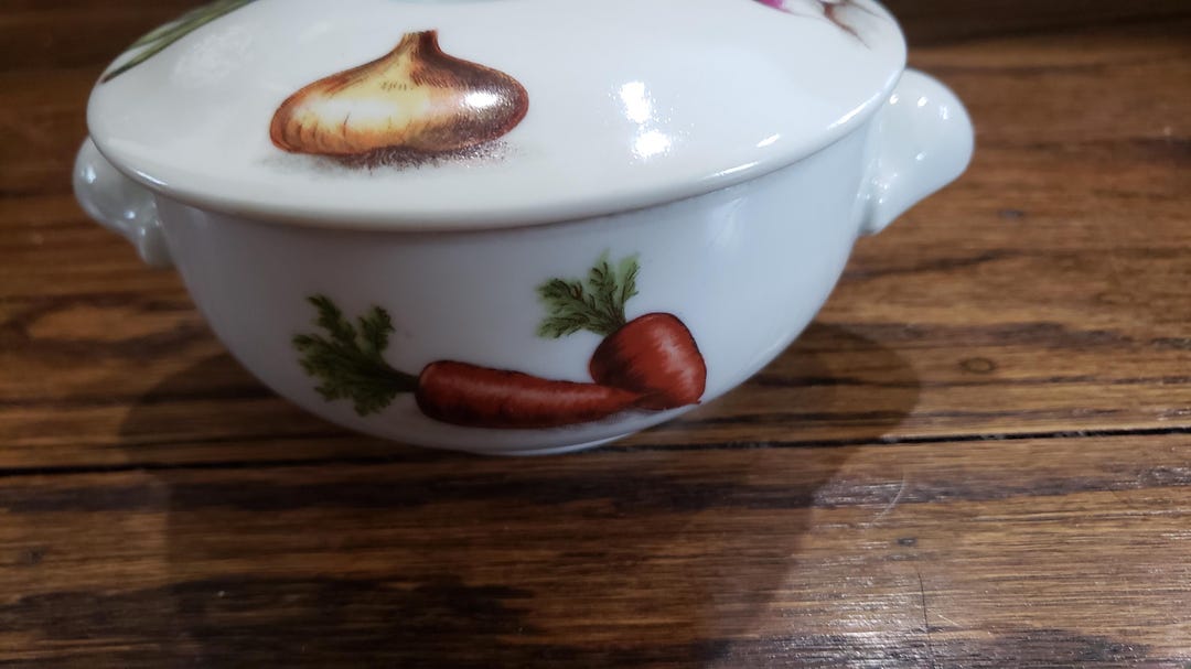 Vintage Small Apilco France Classic Porcelain Garden Vegetable Soup ...