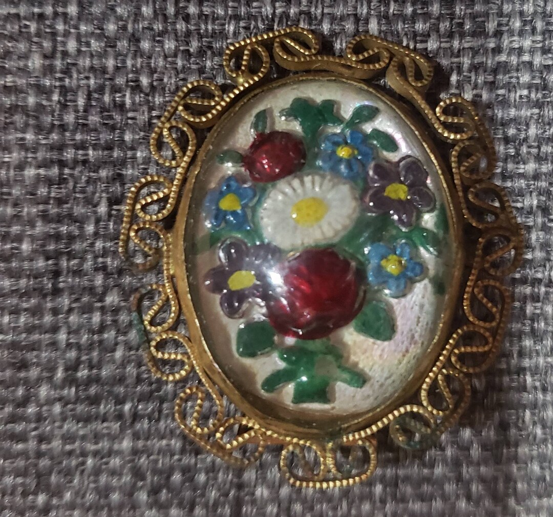 Vintage Collection - Victorian Style Metal and Glass Intaglio Scarf ...