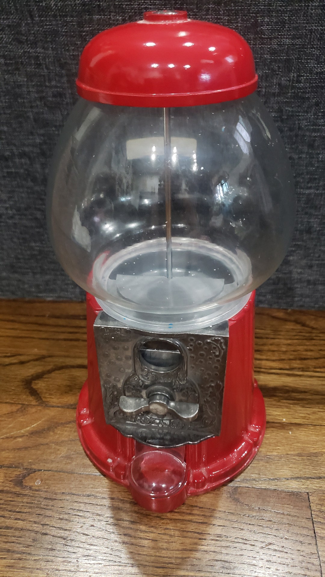 Vintage Red Metal and Clear Glass Gum Ball Machine Dispenser - Etsy