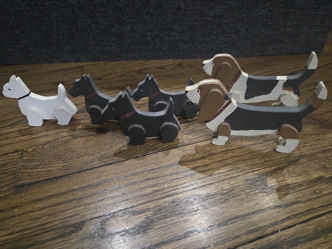 Vintage Hand-painted Small Wood Dog Collection of Figurines - Etsy