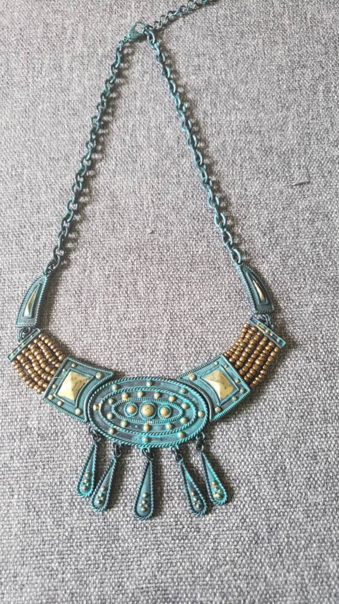 Vintage Collection - Etruscan Reproduction Gold and Rust Copper Like Necklace With Extention - Etsy