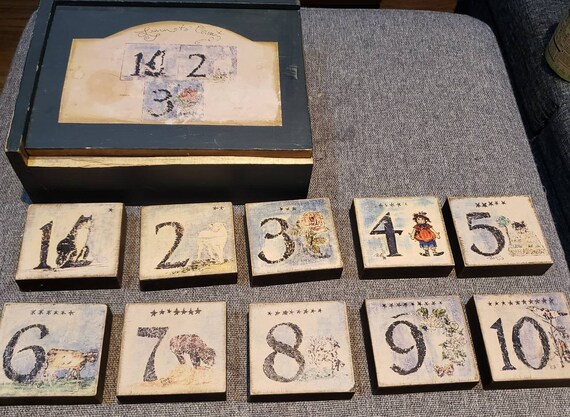Antique Handmade Number Blocks Learning How to Count With Box | Etsy