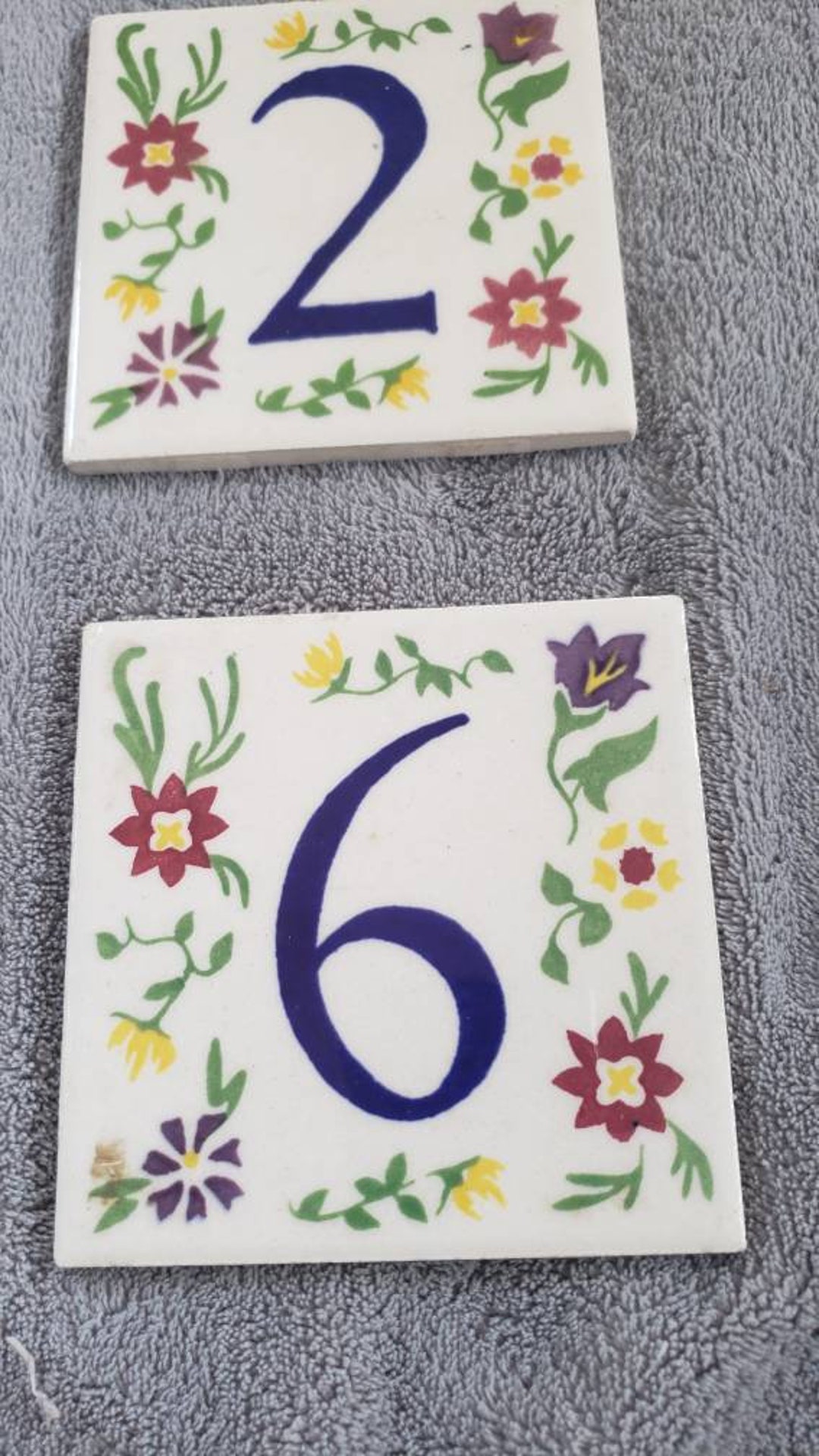 Vintage Floral Ceramic Tile Numbers 2 Available Made in USA - Etsy