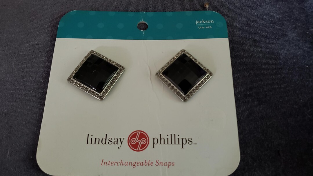 Vintage Lindsay Phillip Interchangeable Shoe Snaps Black Square Jewel ...