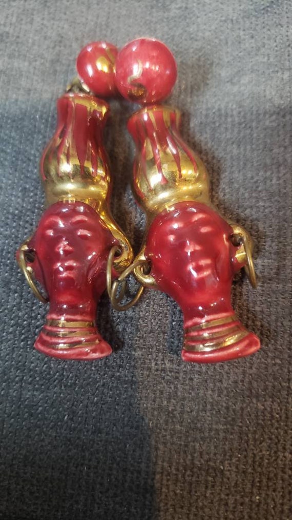 Antique red ceramic tribal African women Blackamoor c… - Gem