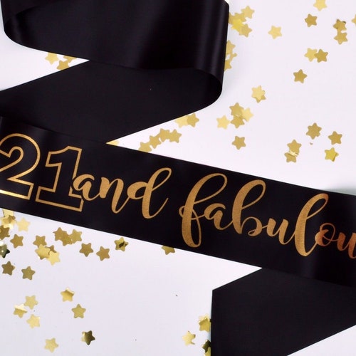 21st BIRTHDAY SASH 21 and Fabulous Twenty First Birthday | Etsy