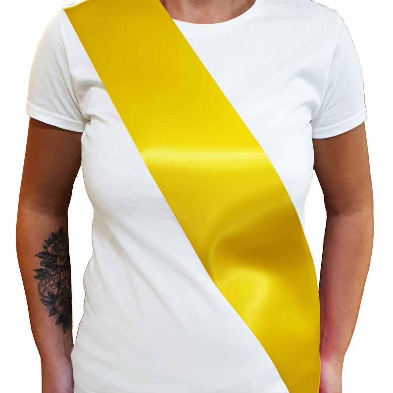 Yellow PLAIN / BLANK SASHES Hen Night Hen Party Corporate Plain Sashes ...