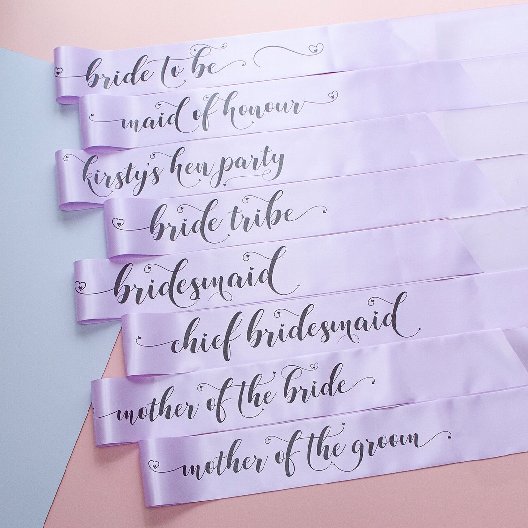 Lilac PASTEL BRIDE TRIBE Hen Party Sashes | Pastel Coloured Sashes ...