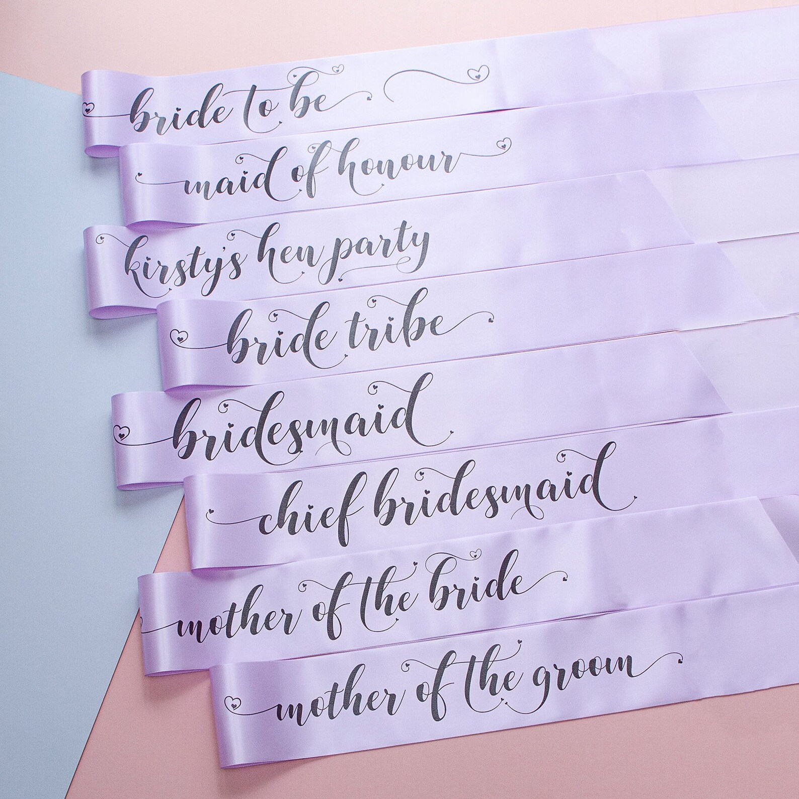 Pastel Bride Tribe Hen Party Sashes Lilac Pink Grey | Etsy